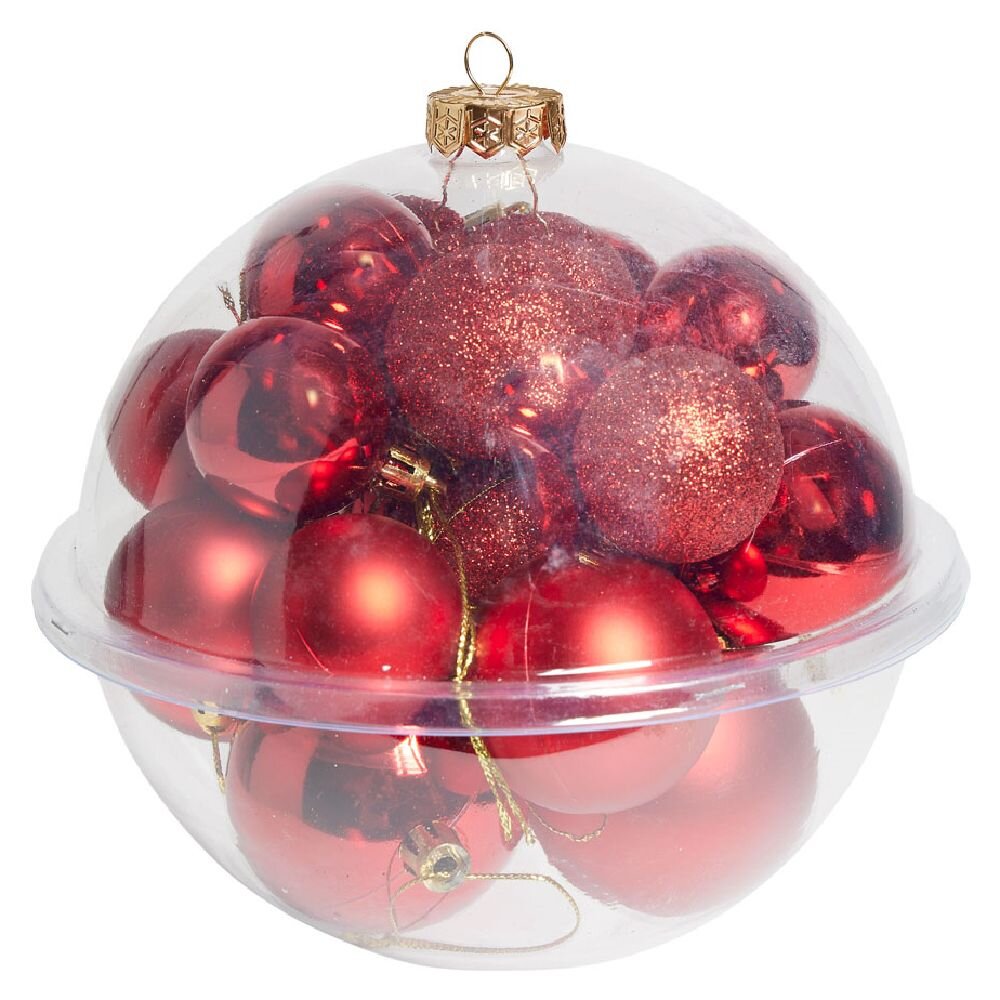 Red shiny matte glitter Christmas ball x20 | 611456