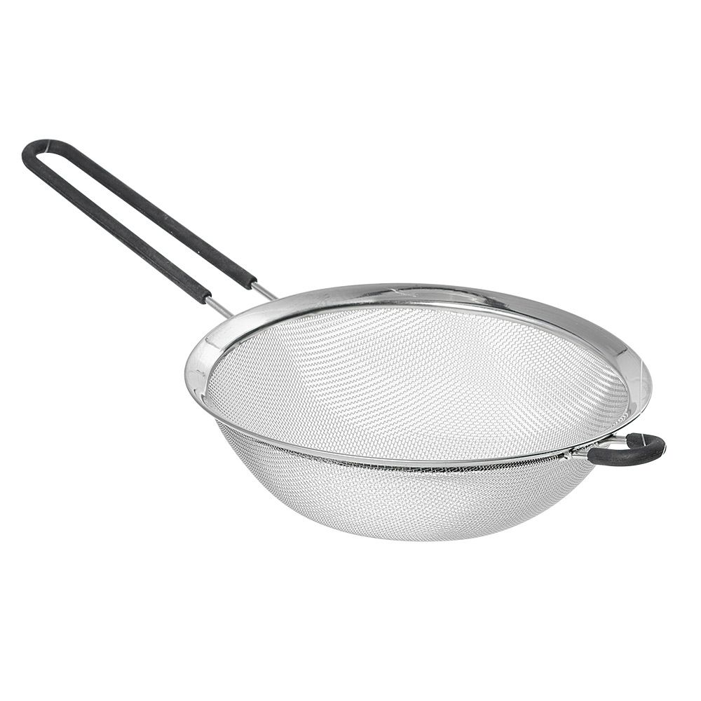 Fine mesh stainless steel colander with silicone handle | 543665